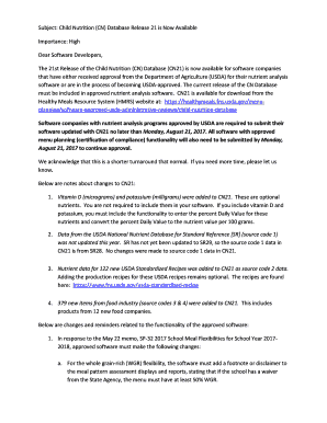 Fillable Online Subject: Child Nutrition (CN) Database Release 21 is ...