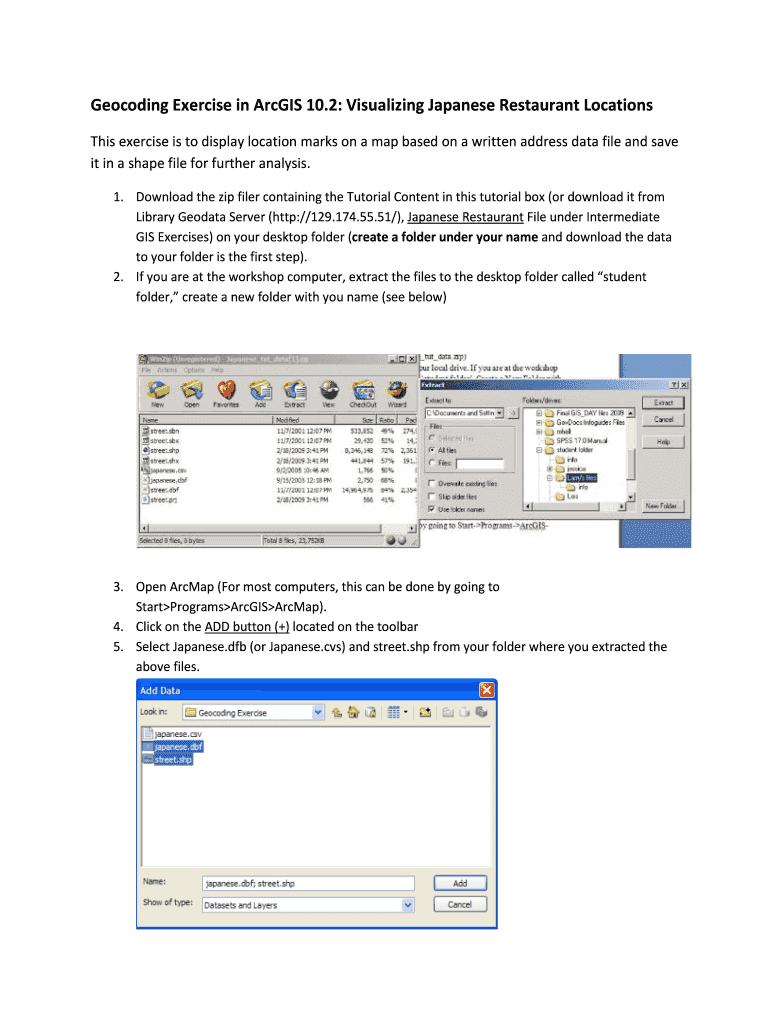 Fillable Online Geocoding Exercise in ArcGIS 10 Fax Email Print - pdfFiller