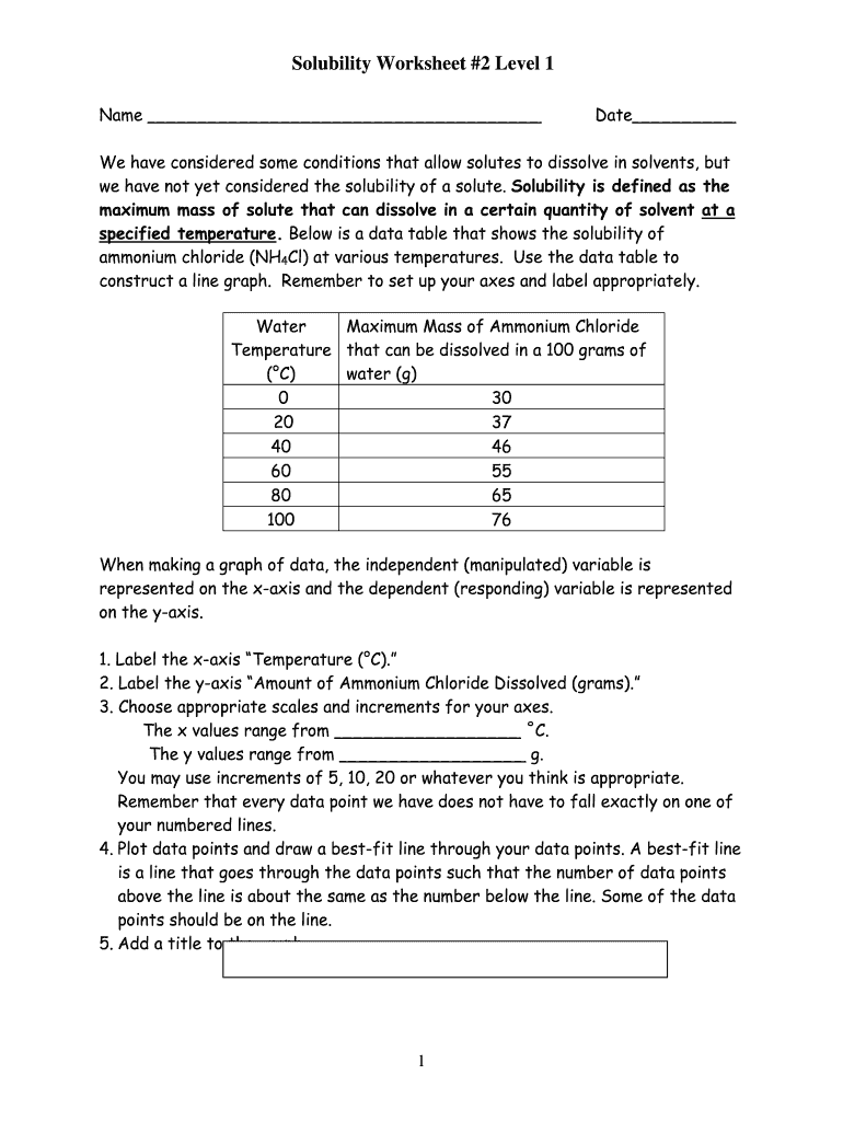 Fillable Online Solubility Worksheet #2 Level 1 Fax Email Print - pdfFiller