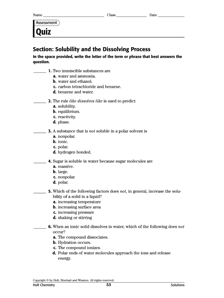Fillable Online Section: Solubility and the Dissolving Process Fax Email Print - pdfFiller
