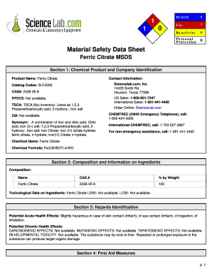 Fillable Online Ferric Citrate MSDS Fax Email Print - pdfFiller