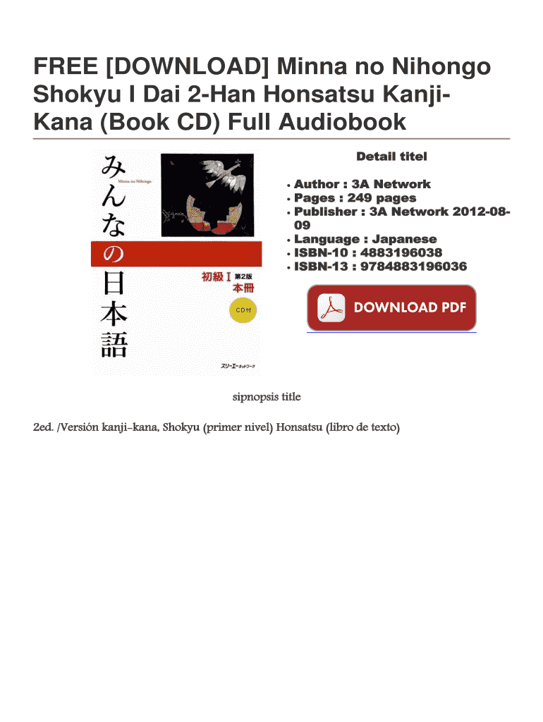 Fillable Online FREE DOWNLOAD Minna no Nihongo Fax Email Print - pdfFiller