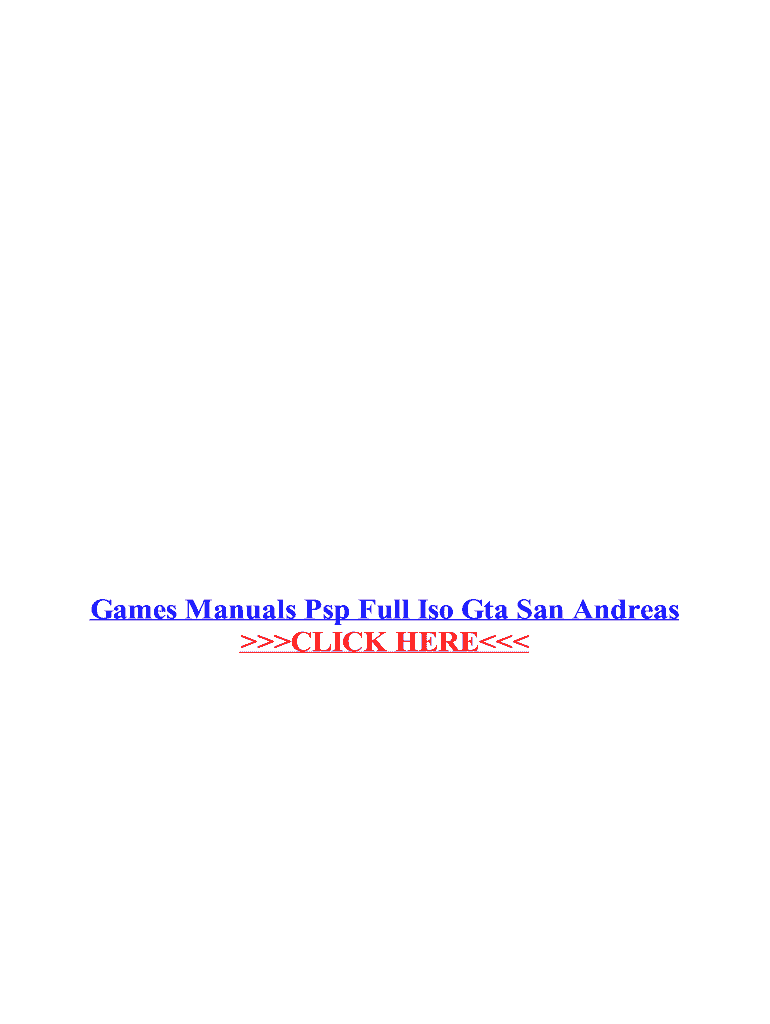 Fillable Online Games Manuals Psp Full Iso Gta San Fax Email Print ...