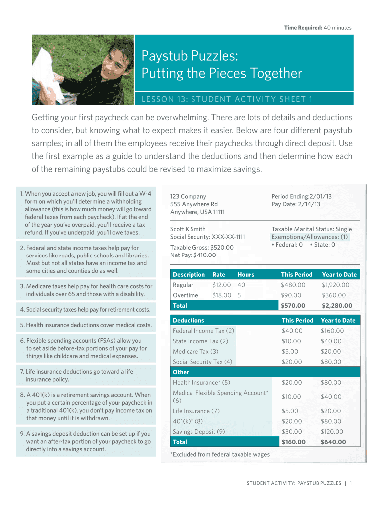 Fillable Online Paystub Puzzles: Fax Email Print - pdfFiller