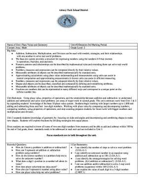 Fillable Online Name of Unit: Place Value and Geometry Fax Email Print ...