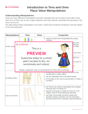 Fillable Online Place Value Manipulatives Fax Email Print - pdfFiller