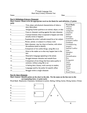 Fillable Online Short Story/Literary Elements Test Fax Email Print ...