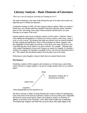 Fillable Online Literary Analysis Basic Elements of Literature Fax ...