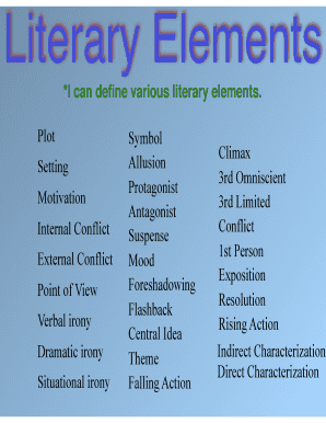 Fillable Online *I can define various literary elements Fax Email Print ...