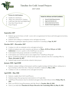 Fillable Online Timeline for Gold Award Projects Fax Email Print ...