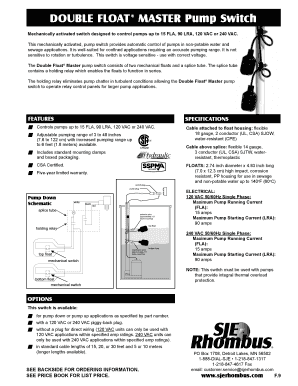 Fillable Online DOUBLE FLOAT MASTER Pump Switch Fax Email Print - pdfFiller