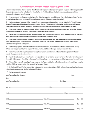 Fillable Online Turner Recreation Commission Inflatable Indoor ...