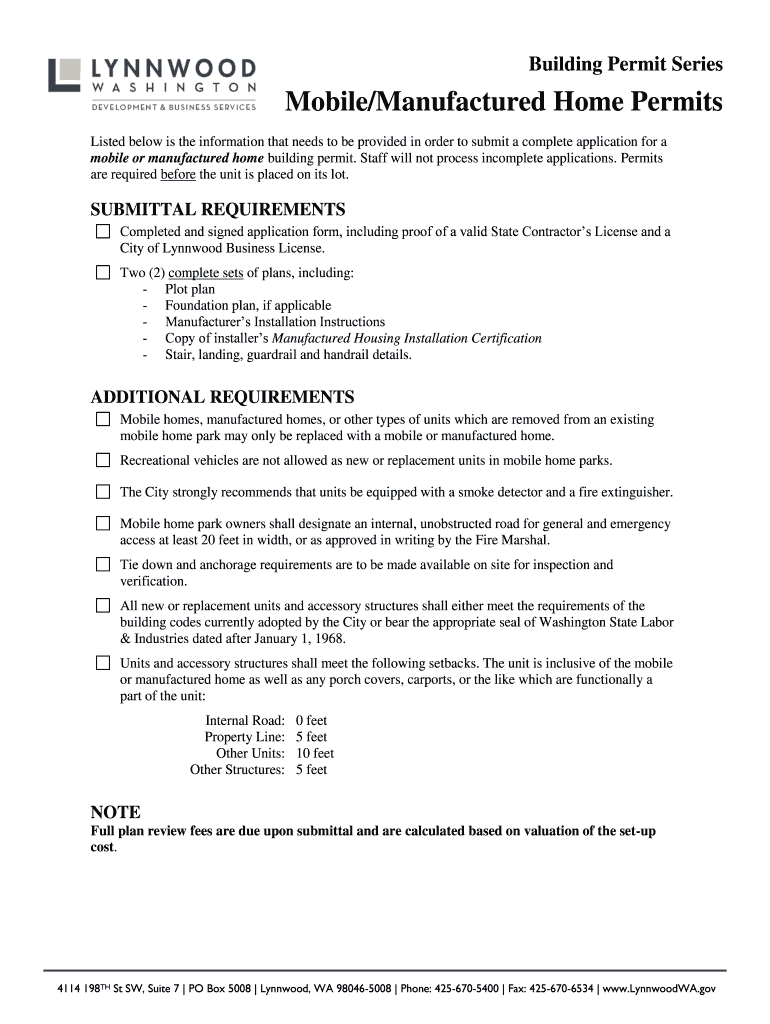Fillable Online Mobile/Manufactured Home Permits Fax Email Print - pdfFiller