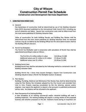 Fillable Online Construction Permit Fee Schedule Fax Email Print ...