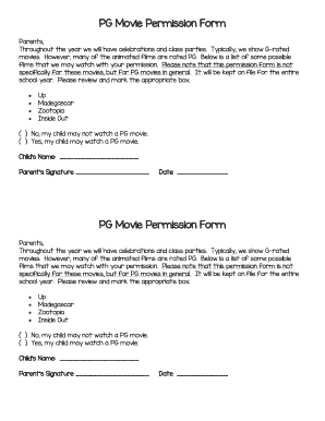 Fillable Online PG Movie Permission Form Fax Email Print - pdfFiller