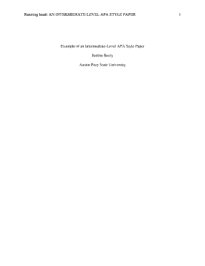 Fillable Online Running head: AN INTERMEDIATE-LEVEL APA STYLE PAPER Fax ...