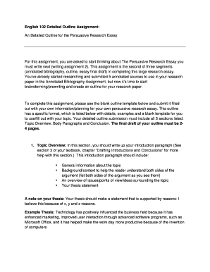 Fillable Online English 102 Detailed Outline Assignment: Fax Email ...