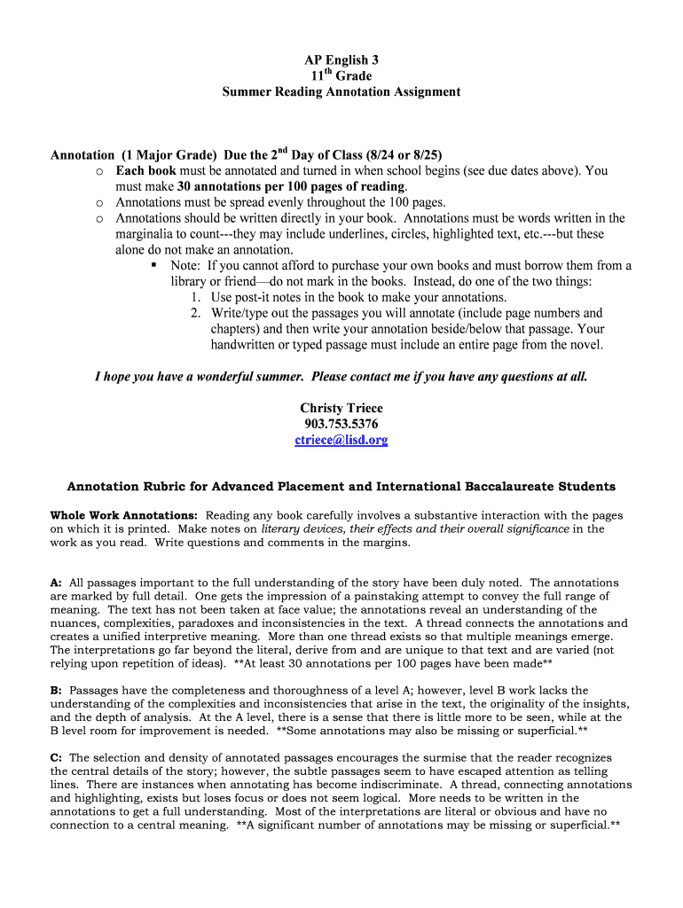 Fillable Online AP English 3 Fax Email Print - pdfFiller