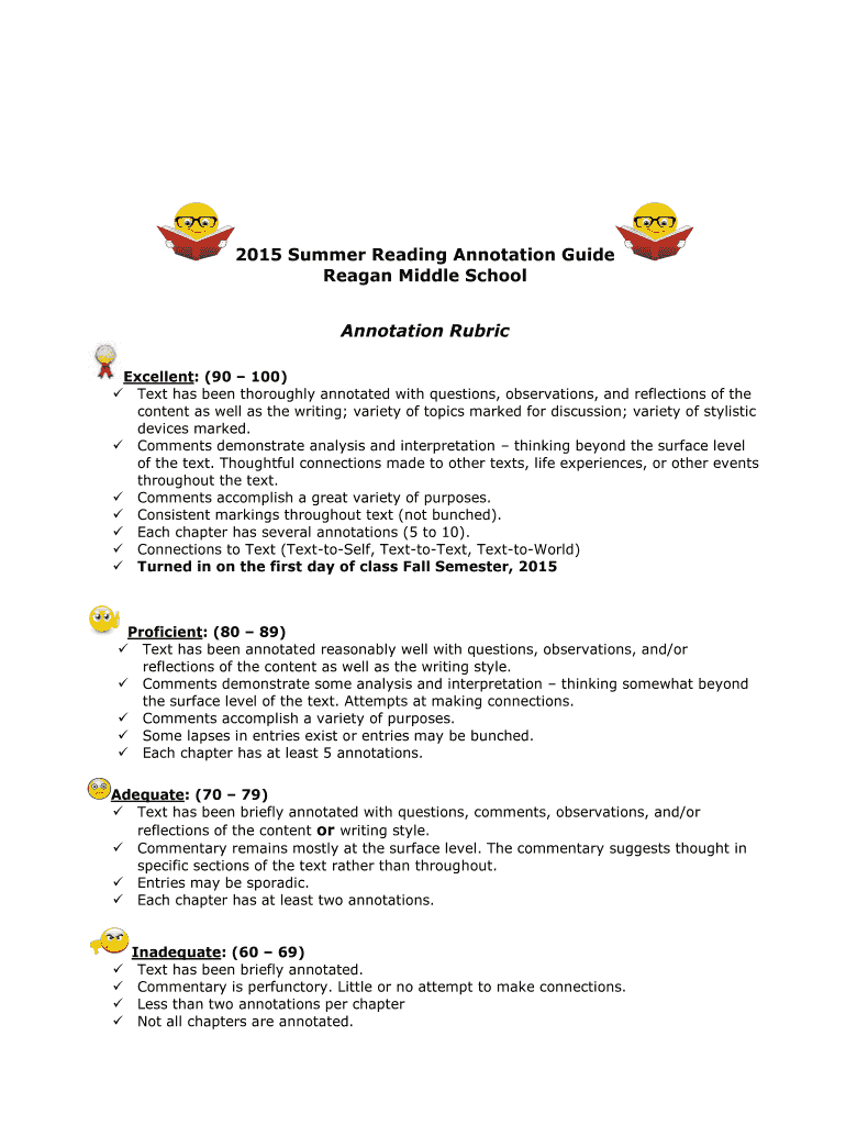 Fillable Online Annotation Rubric Fax Email Print - pdfFiller