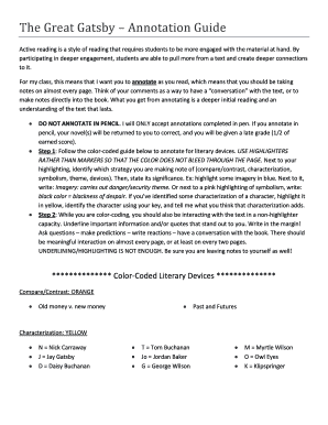Fillable Online The Great Gatsby Annotation Guide Fax Email Print ...