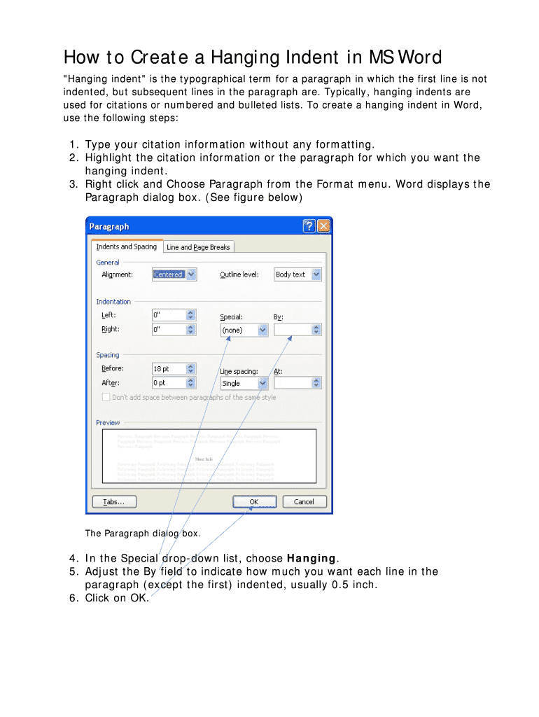 Fillable Online How to Create a Hanging Indent in MS Word Fax Email ...