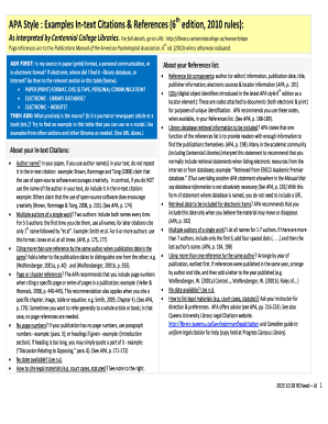 Fillable Online APA Style : Examples In-text Citations & References ...