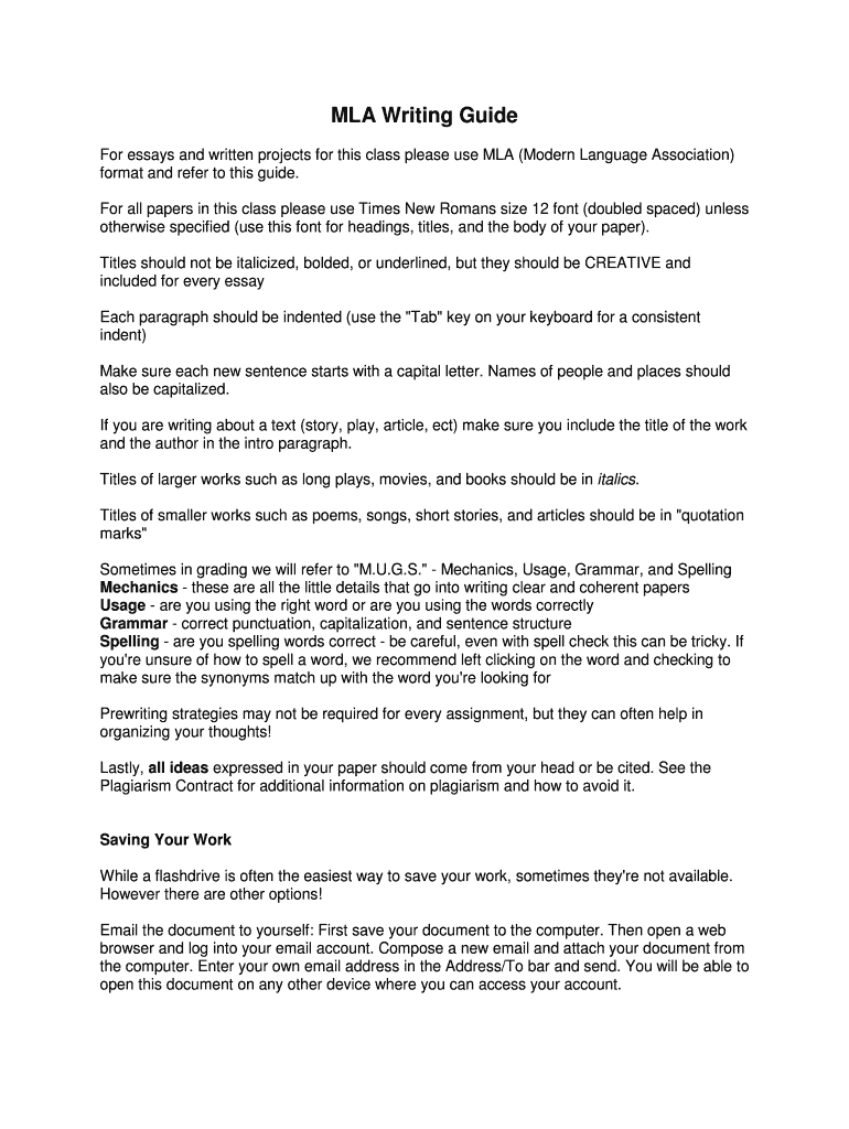 Fillable Online MLA Writing Guide Fax Email Print - pdfFiller
