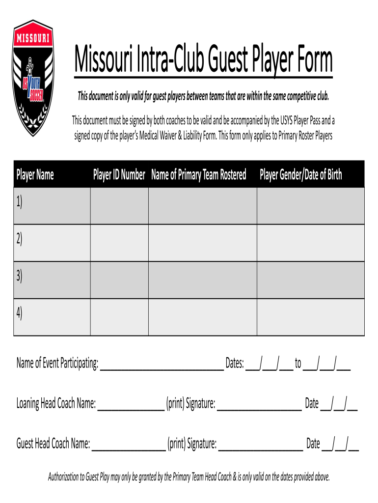 Mysa guest player form: Fill out & sign online | DocHub