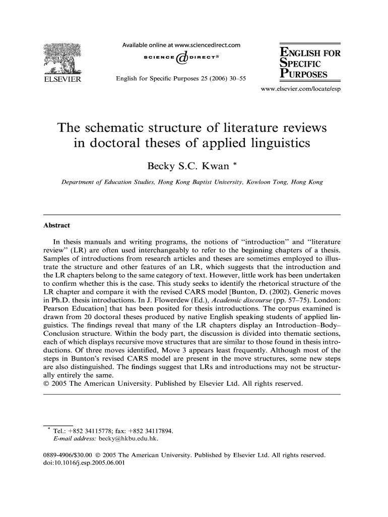 Fillable Online The schematic structure of literature reviews Fax Email ...