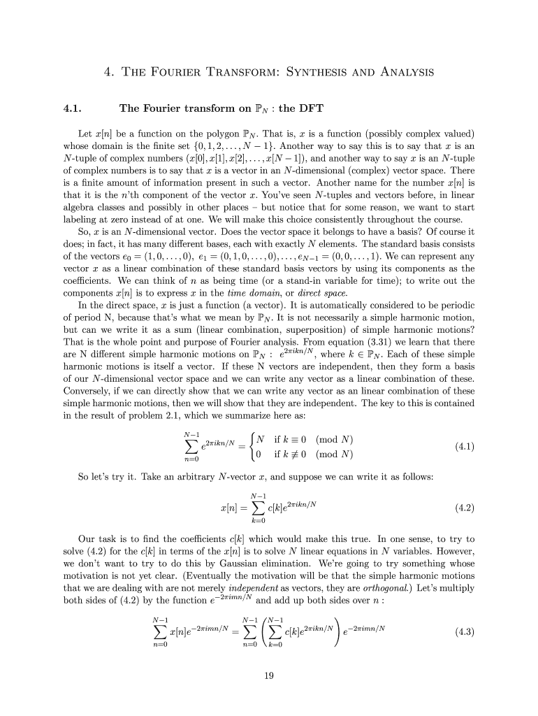 Fillable Online The Fourier Transform: Synthesis and Analysis Fax Email ...