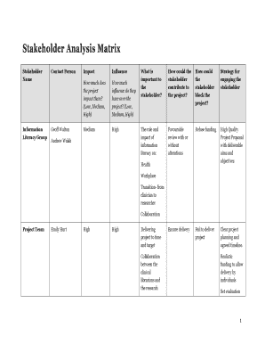 Fillable Online Stakeholder Analysis Matrix Fax Email Print - pdfFiller