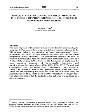 Fillable Online THE QUALITATIVE CODING MATRIX: IMPROVING Fax Email ...