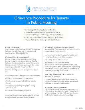 Fillable Online Grievance Procedure for Tenants Fax Email Print - pdfFiller