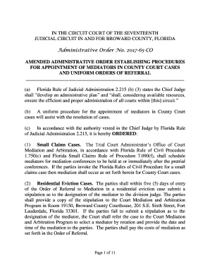 Fillable Online AMENDED ADMINISTRATIVE ORDER ESTABLISHING PROCEDURES ...