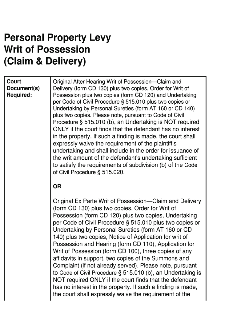 Fillable Online Personal Property Levy Fax Email Print - pdfFiller