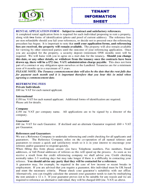 Fillable Online RENTAL APPLICATION FORM Subject to contract and ...