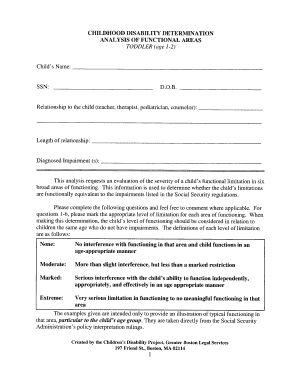 Fillable Online CHILDHOOD DISABILITY DETERMINATION Fax Email Print ...