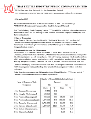 Fillable Online THAI TEXTILE INDUSTRY PUBLIC COMPANY LIMITED Fax Email ...