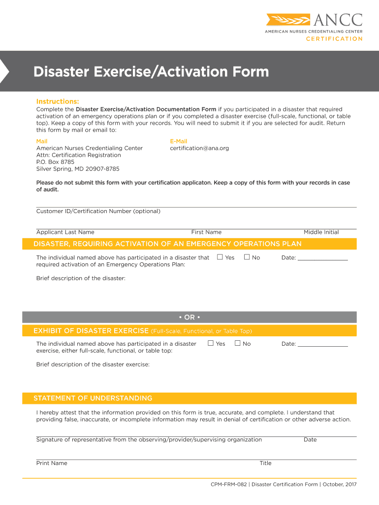 Fillable Online Disaster Exercise/Activation Form Fax Email Print ...