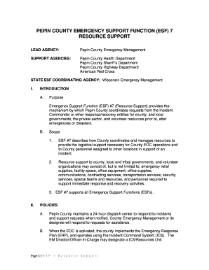 Fillable Online PEPIN COUNTY EMERGENCY SUPPORT FUNCTION (ESF) 7 Fax ...