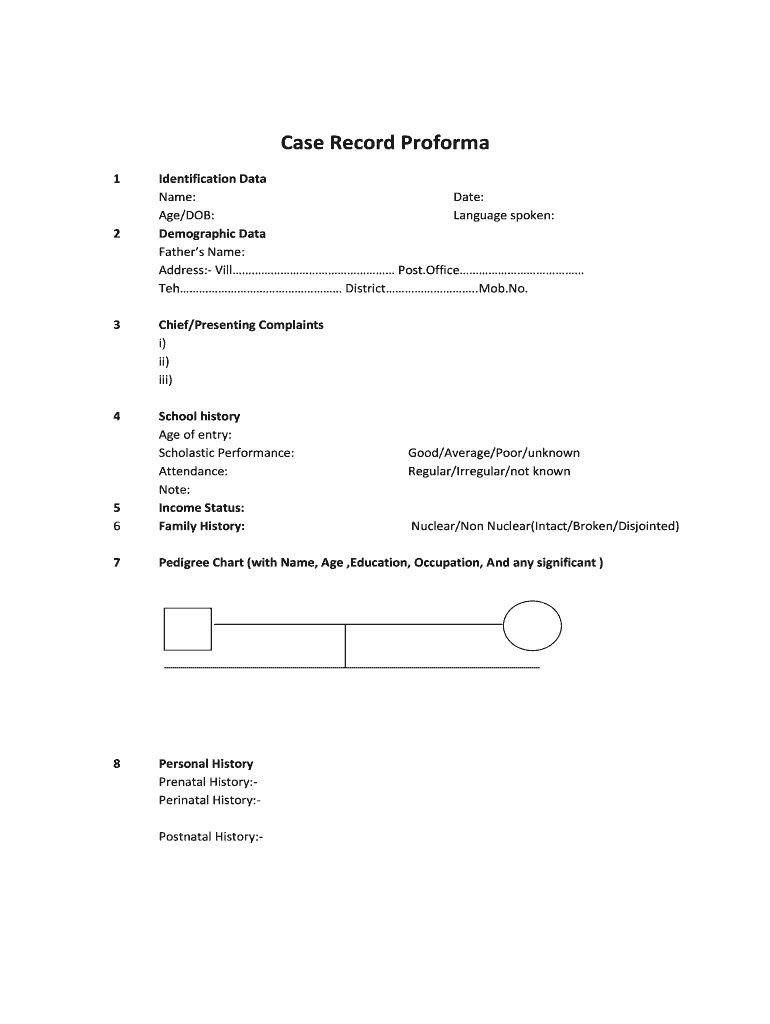 Fillable Online Case Record Proforma Fax Email Print - pdfFiller