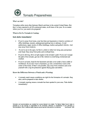 Fillable Online Tornado Preparedness Fax Email Print - pdfFiller