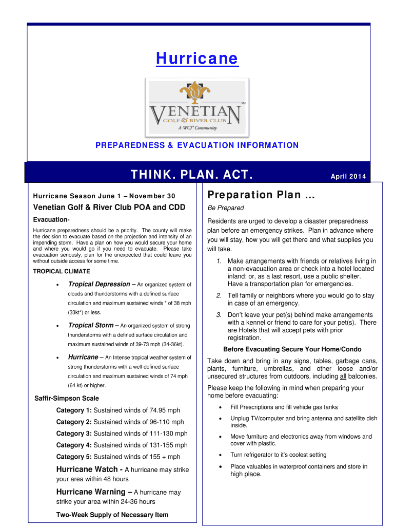 Fillable Online Hurricane Season June 1 November 30 Fax Email Print ...