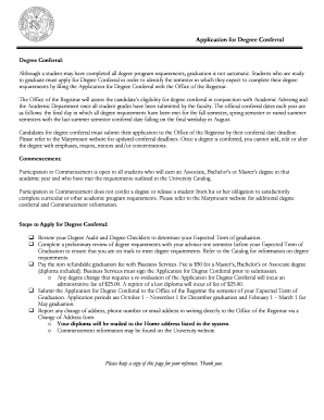 Fillable Online Application for Degree Conferral Fax Email Print - pdfFiller