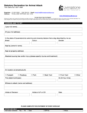 Fillable Online Statutory Declaration for Animal Attack Fax Email Print ...