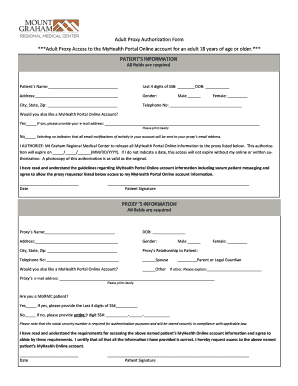 Fillable Online Adult Proxy Authorization Form Fax Email Print - pdfFiller