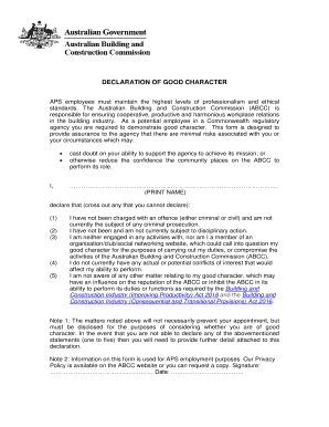 Fillable Online DECLARATION OF GOOD CHARACTER Fax Email Print - pdfFiller