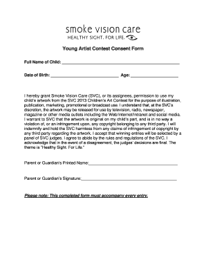 Fillable Online Young Artist Contest Consent Form Fax Email Print ...
