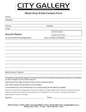 Fillable Online Retail Area Artist Consent Form Fax Email Print - pdfFiller