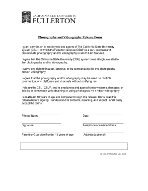 Fillable Online Photography and Videography Release Form Fax Email ...